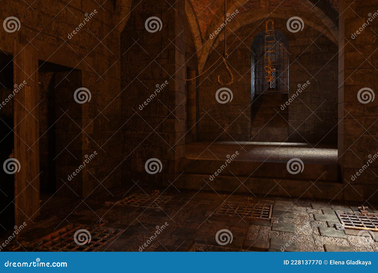 Fantasy Medieval Dungeon Architecture Construction 3d Illustration ...