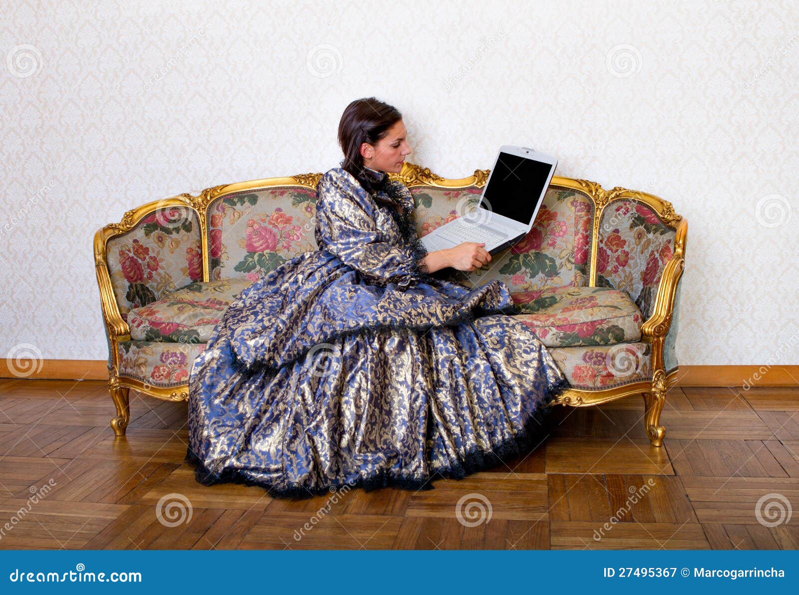 Fantasy Medieval Woman with Computer Stock Image - Image of ancient ...