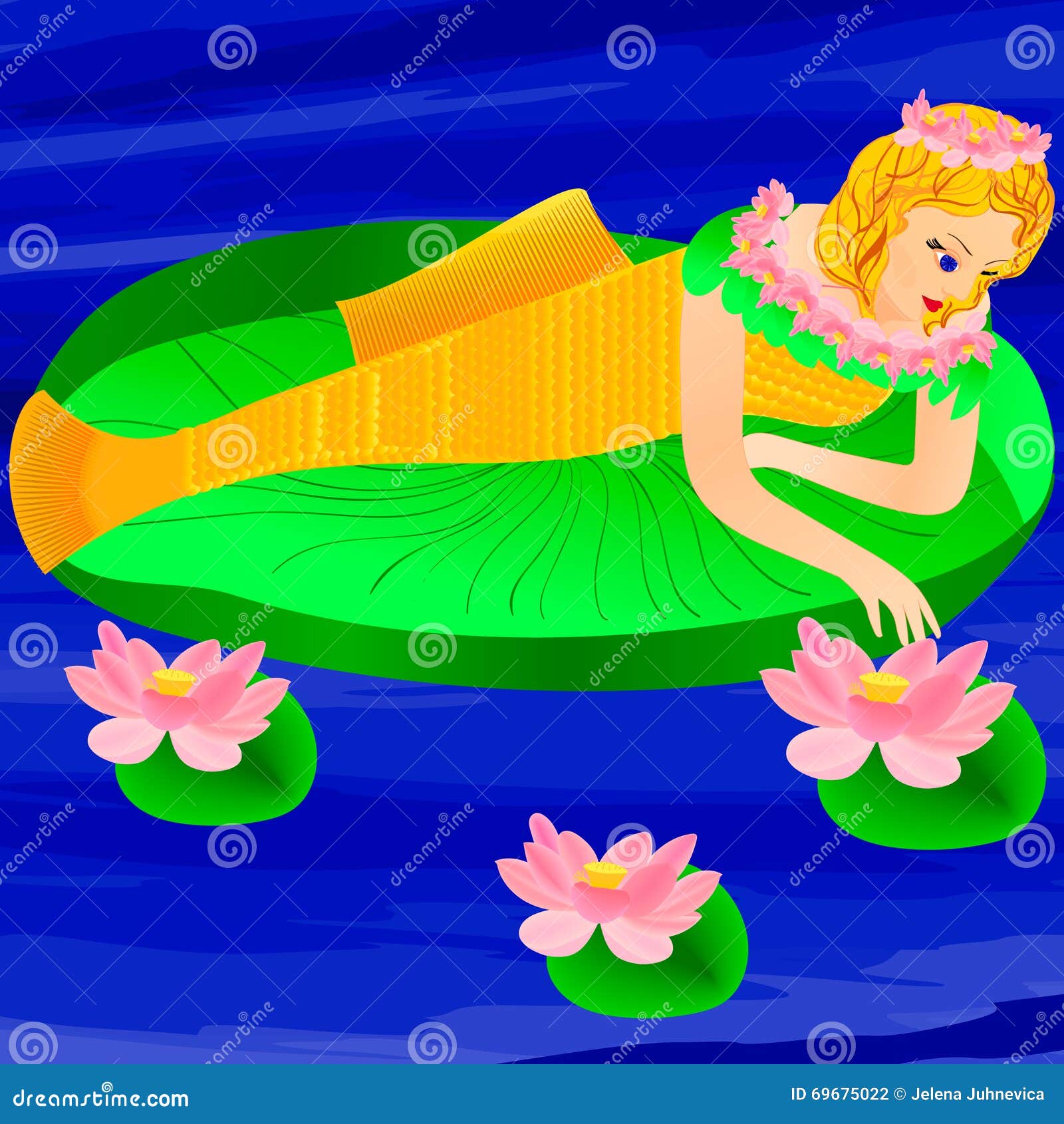Fantasy Mermaid stock illustration. Illustration of cute - 69675022