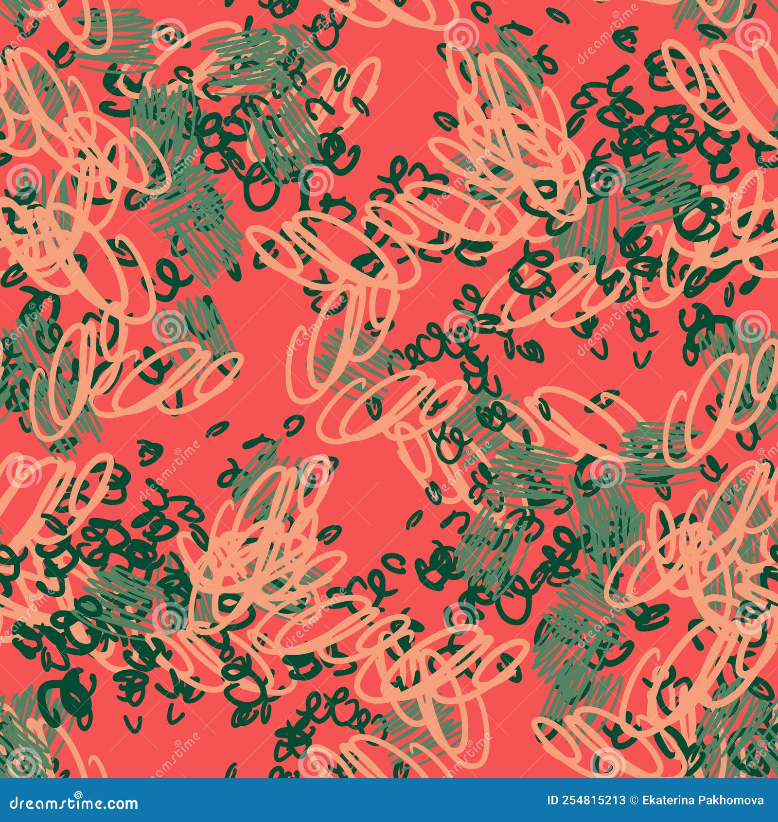 Fantasy Messy Freehand Doodle Geometric Shapes Seamless Pattern ...