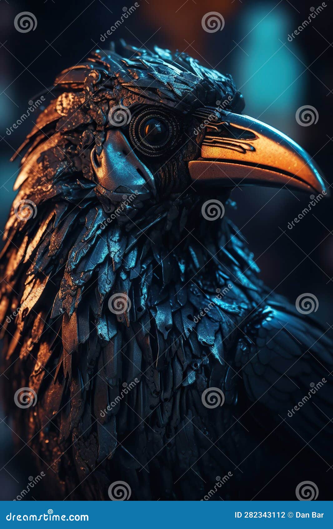 Fantasy Metal Raven. Generative Ai Stock Illustration - Illustration of ...