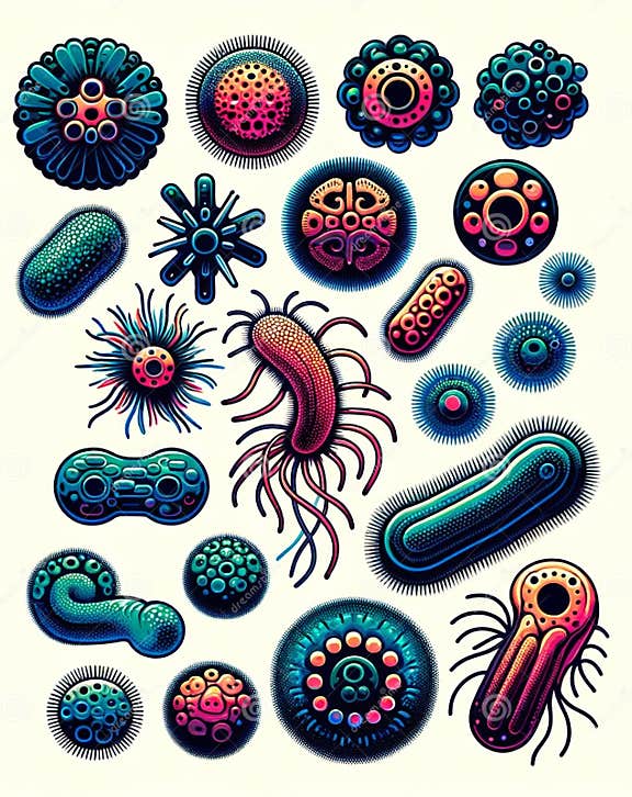 Fantasy Microcosm: AI-Generated Illustration of Whimsical Microbes and ...