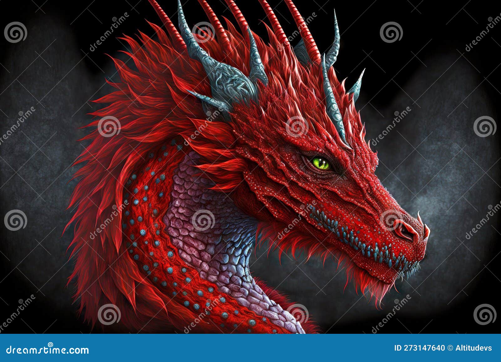 Fantasy Monster with Dangerous Mystical Look in Form of Red Dragons ...