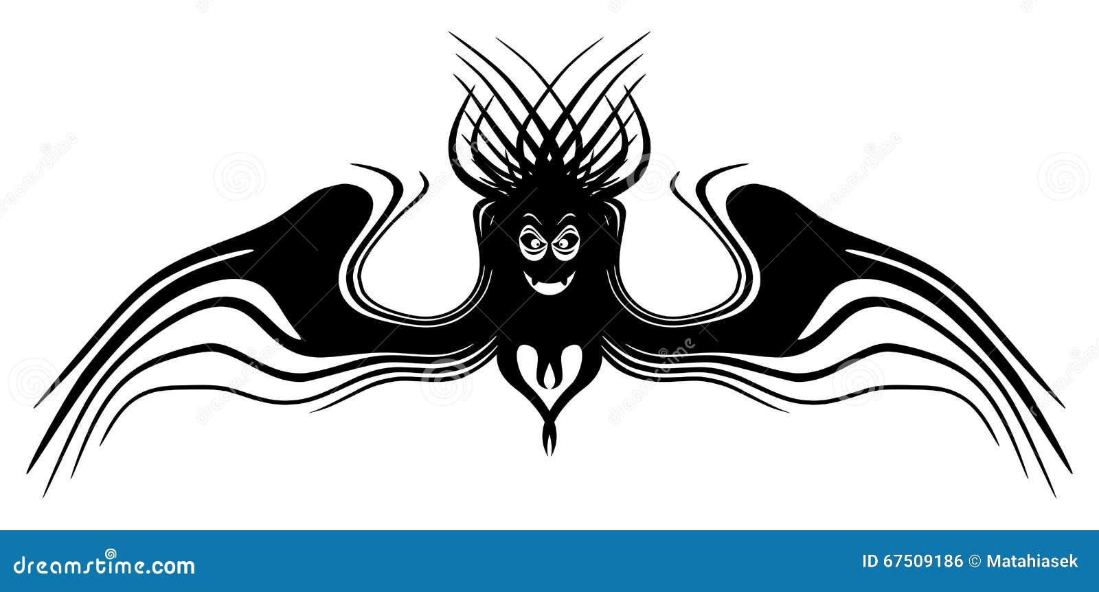 Fantasy Monster with Wings. Tattoo Stock Vector - Illustration of cool ...
