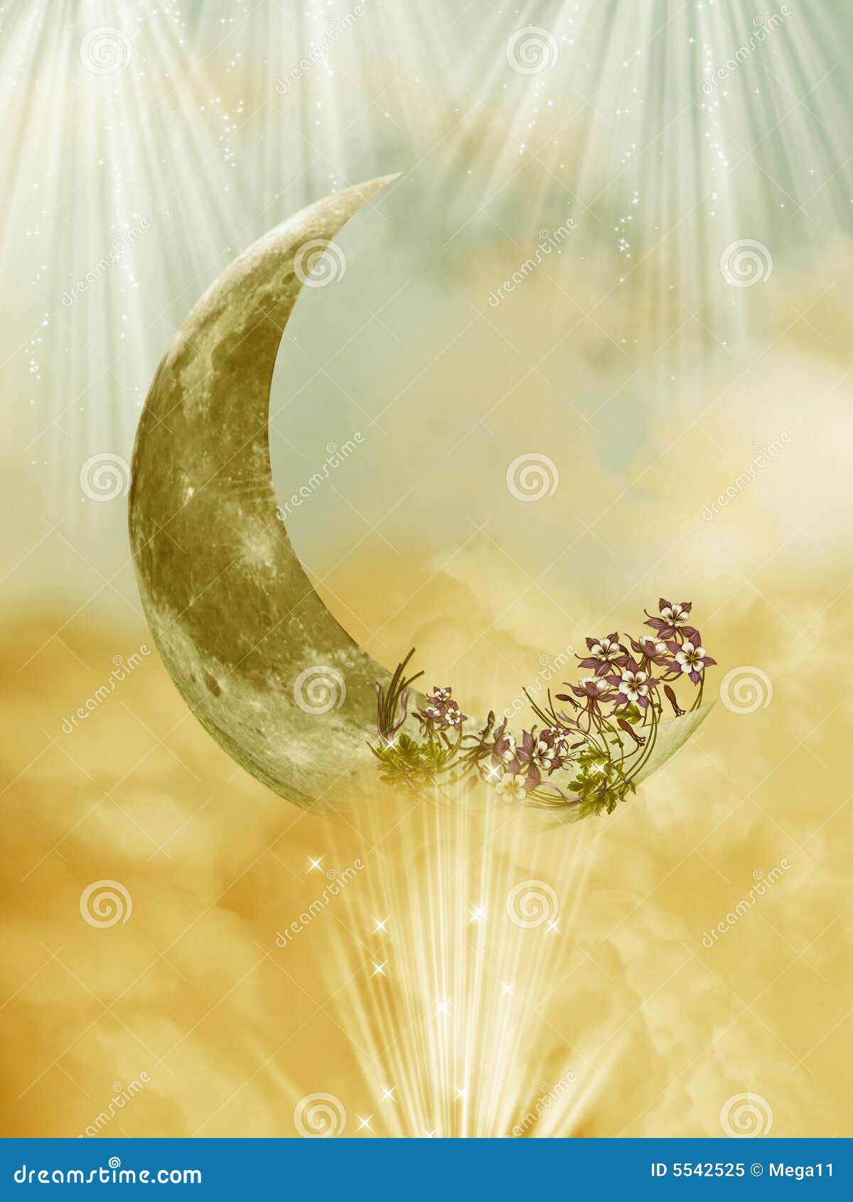 Fantasy moon stock illustration. Illustration of mist - 5542525