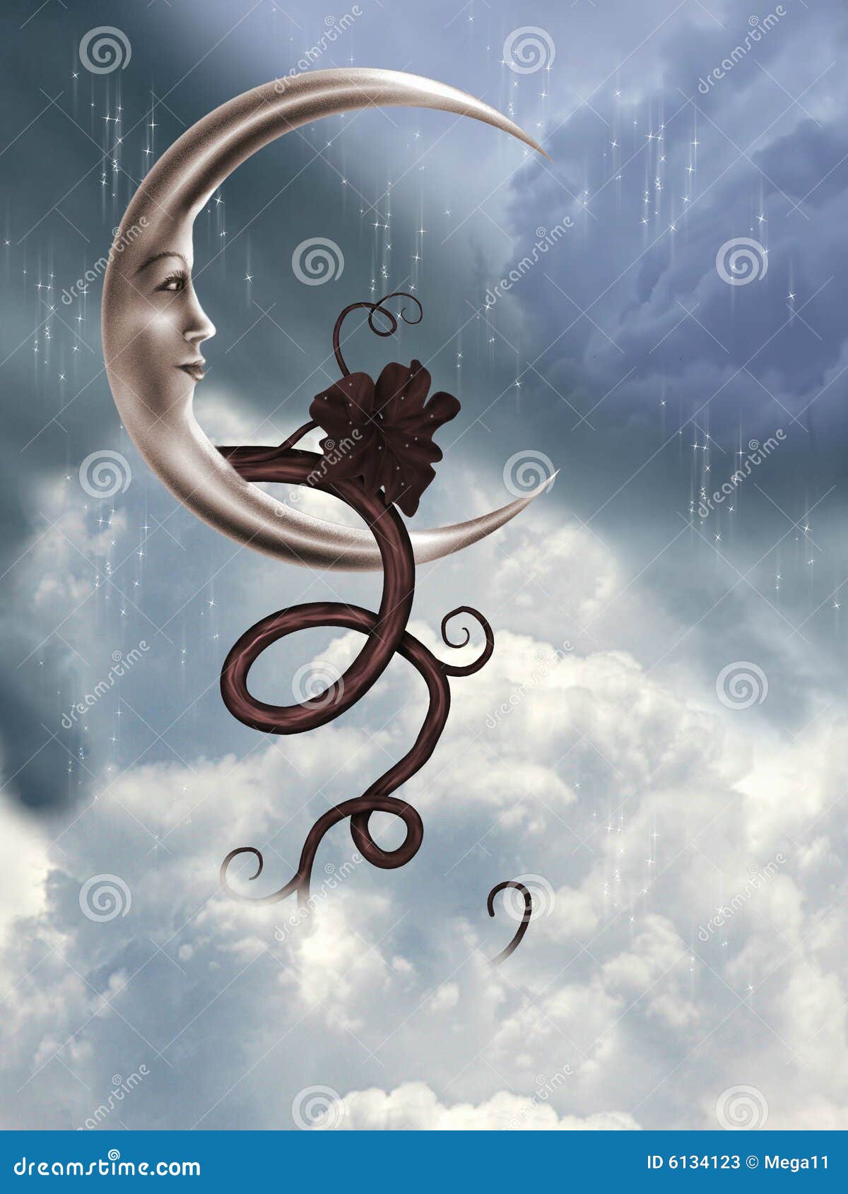 Fantasy moon stock illustration. Illustration of dreamy - 6134123