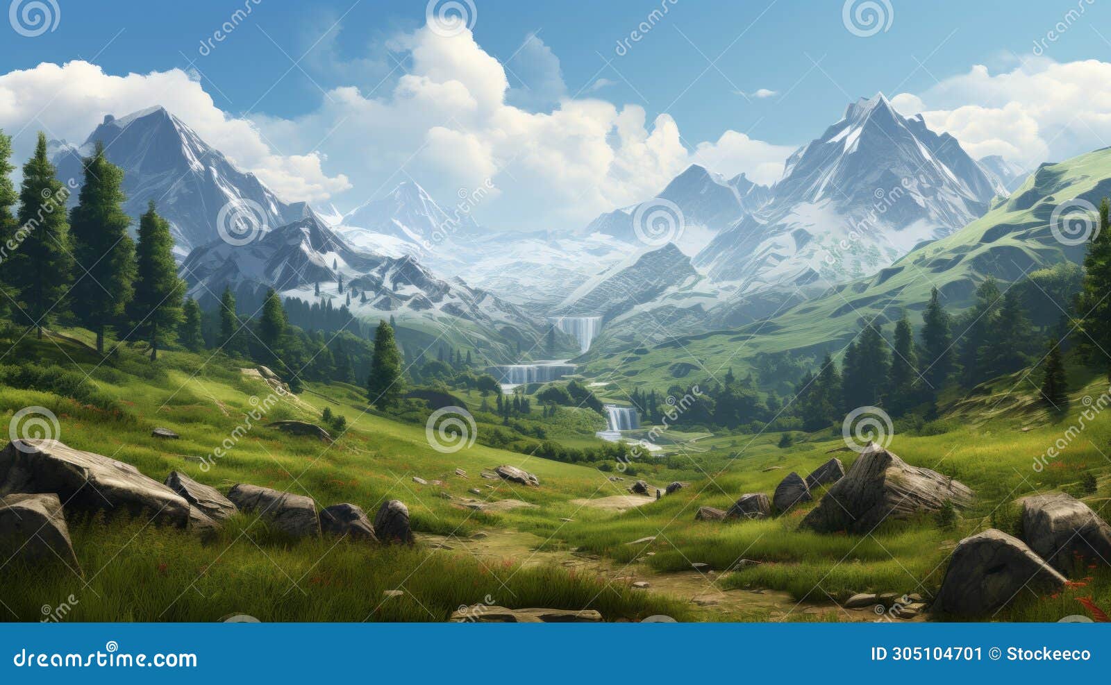 Fantasy Mountain Landscape: Commissioned Art with Gigantic Scale and ...