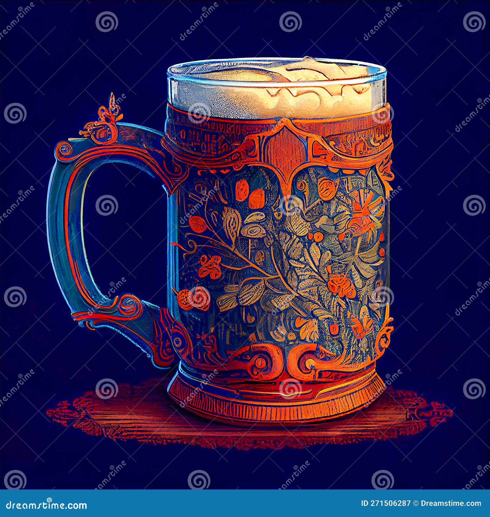 Fantasy Mug of Beer, Winter Evening, Generative Ai Illustration Stock ...