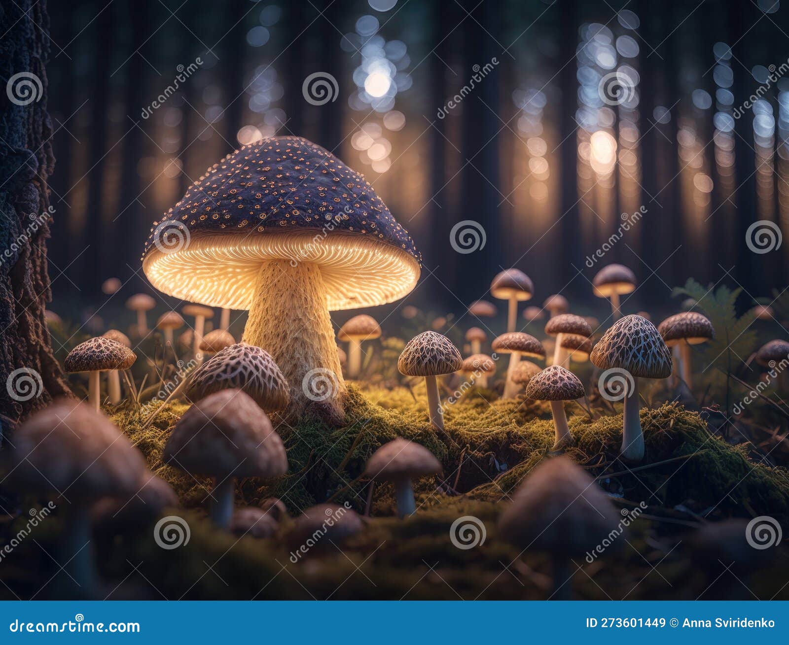 Fantasy Mushroom Landscape in the Forest Created with Generative AI ...