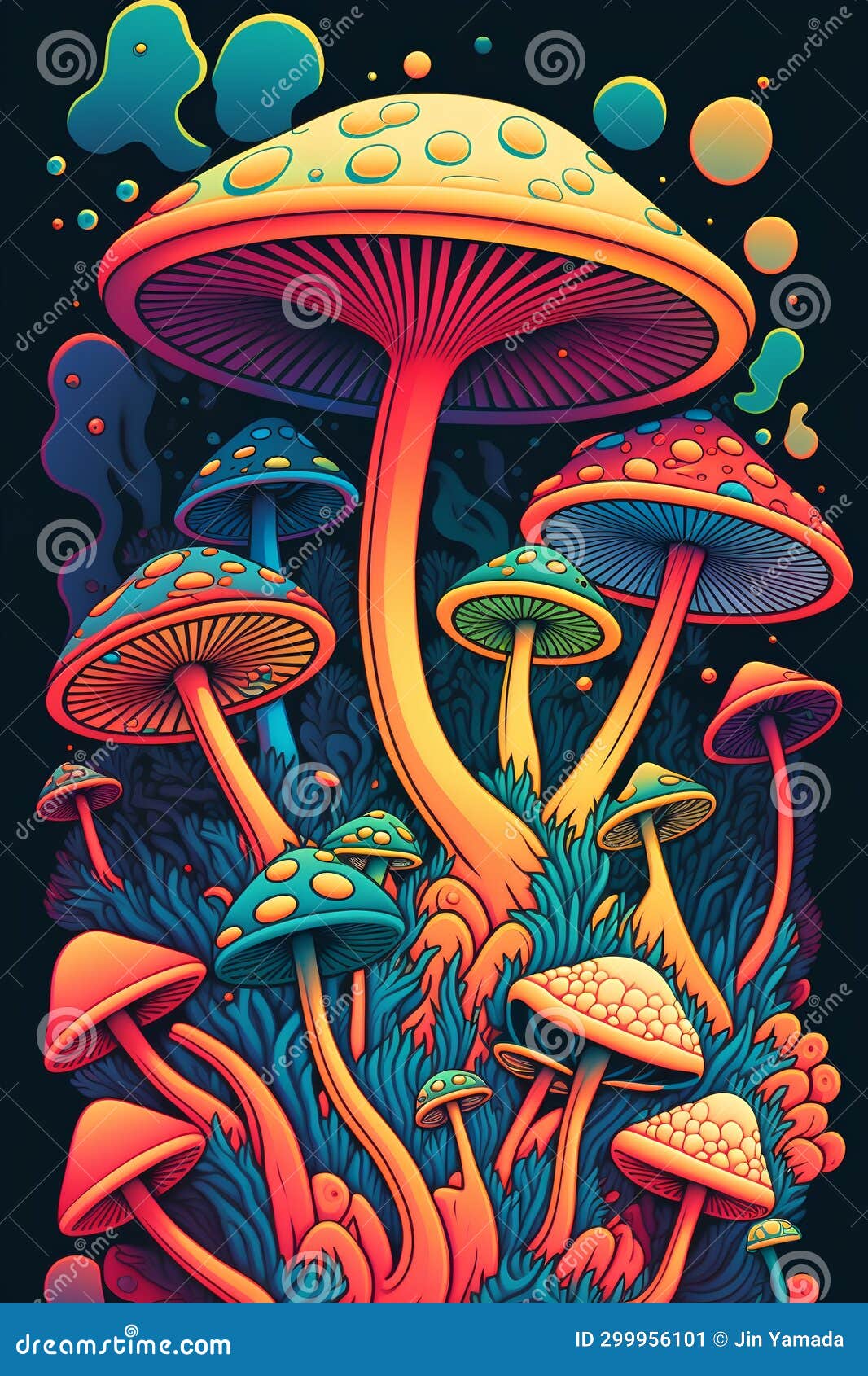 Fantasy Mushrooms. Psychedelic Hallucination. Vector Illustration Stock ...