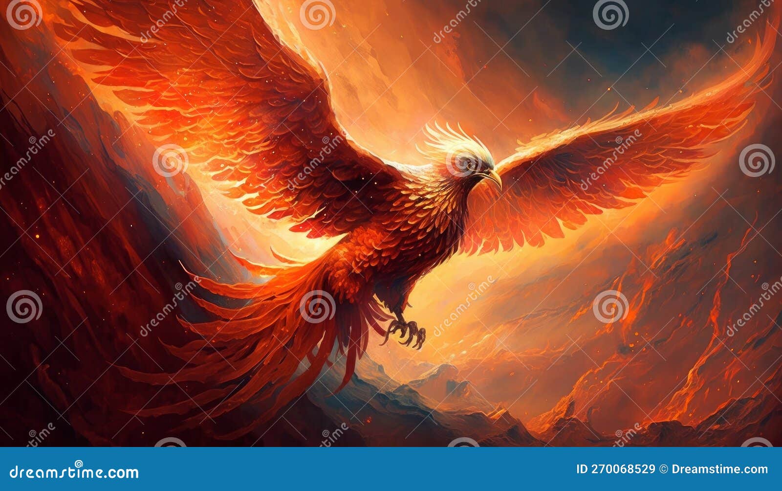 Fantasy Mystical Bird Phoenix in the Mountains Generative AI Stock ...