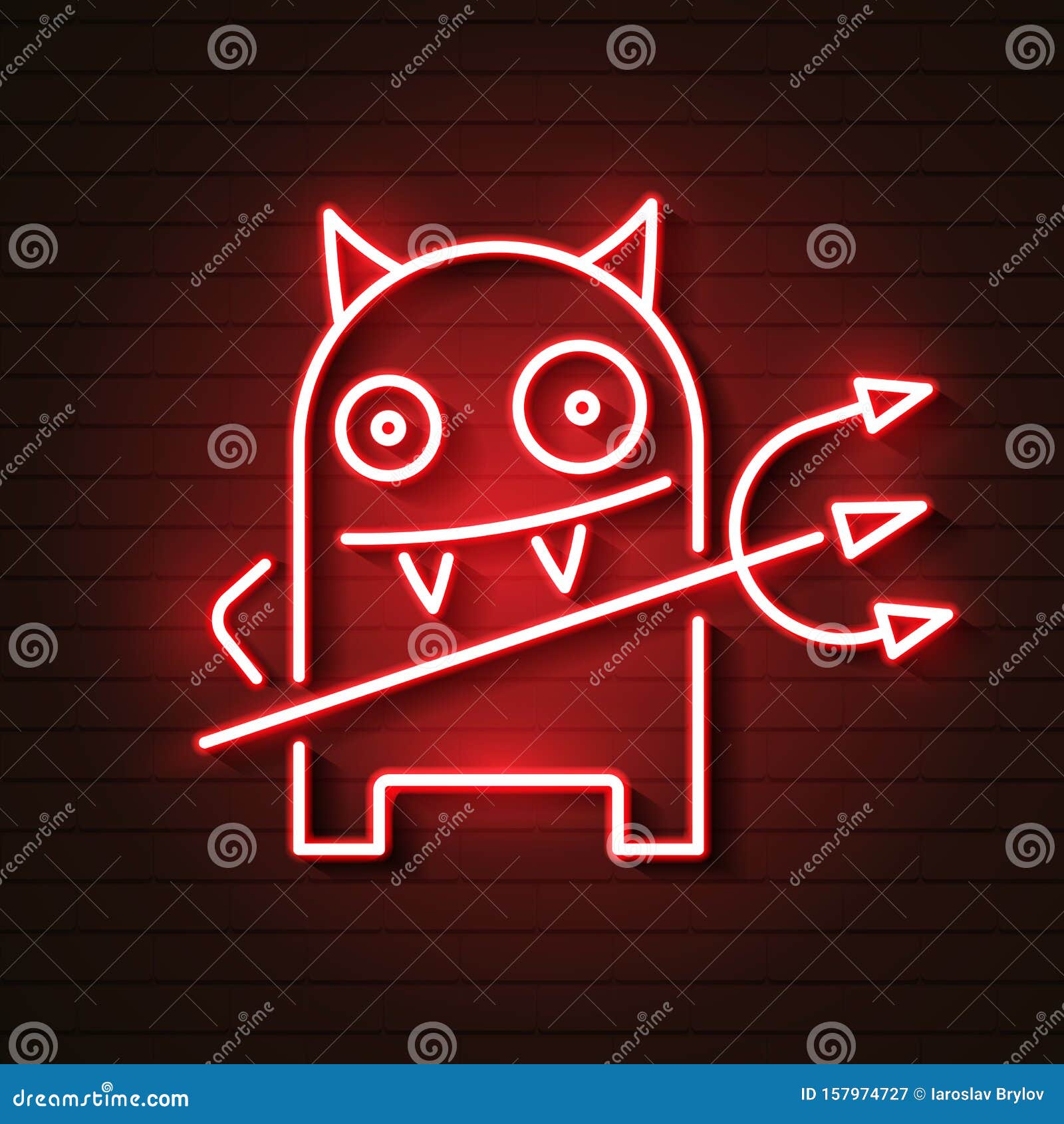 Fantasy Neon Devil, Great Design for Any Purpose. Happy Face Symbol ...