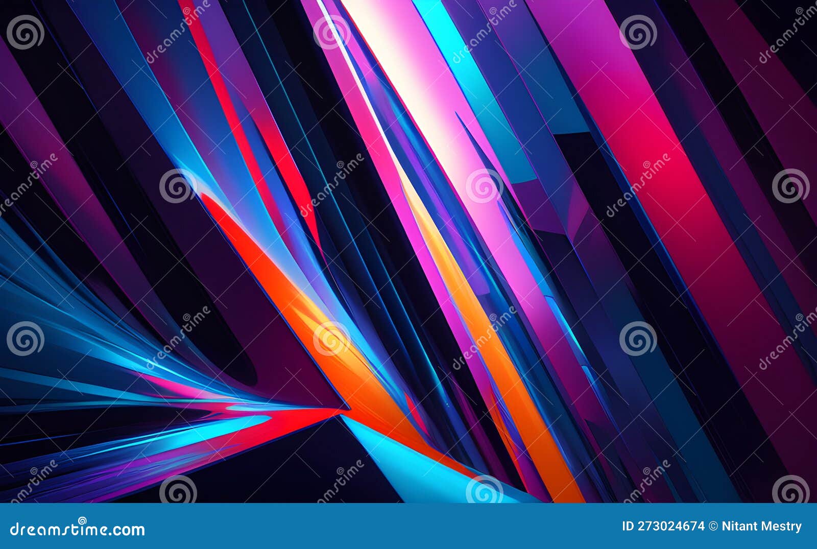 Fantasy Neon Swirls and Wave Pattern on Abstract Background ...