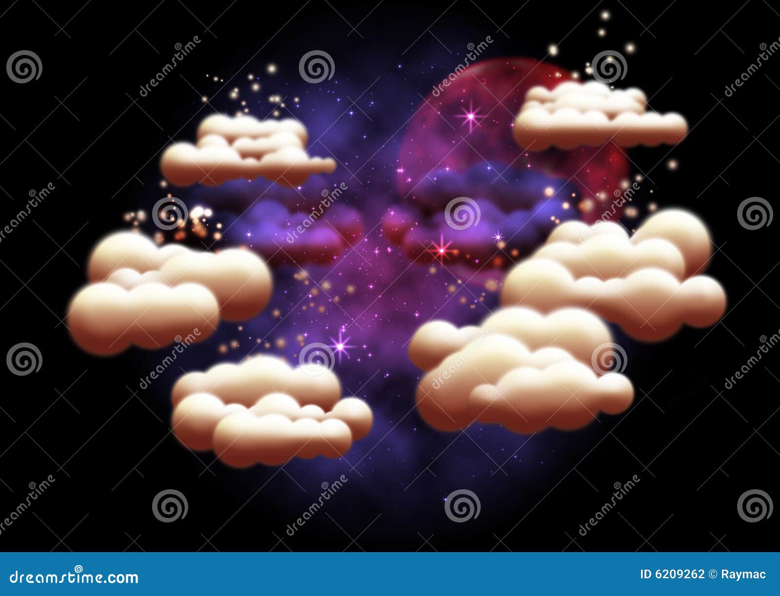 Fantasy Night Sky Landscape From Cave View, Evening Space With Milky ...