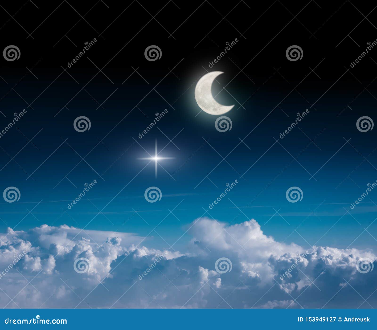 Star And Moon Concept, Super Full Moon And Stars Milky Way Galaxy On ...