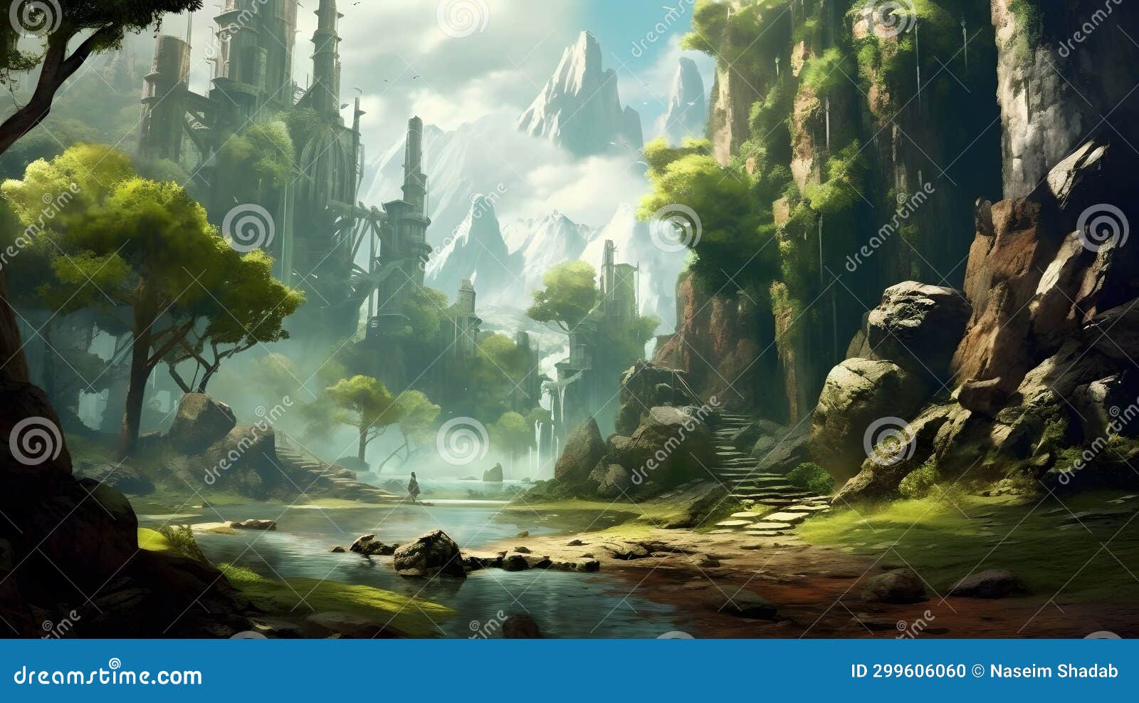 Fantasy onward environment stock illustration. Illustration of trending ...