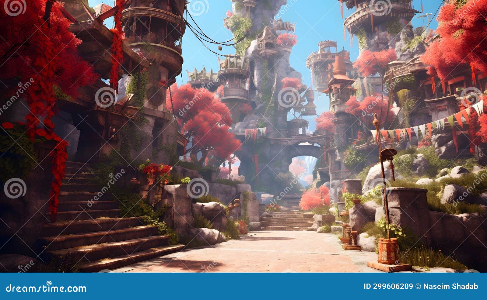 Fantasy onward environment stock illustration. Illustration of painting ...