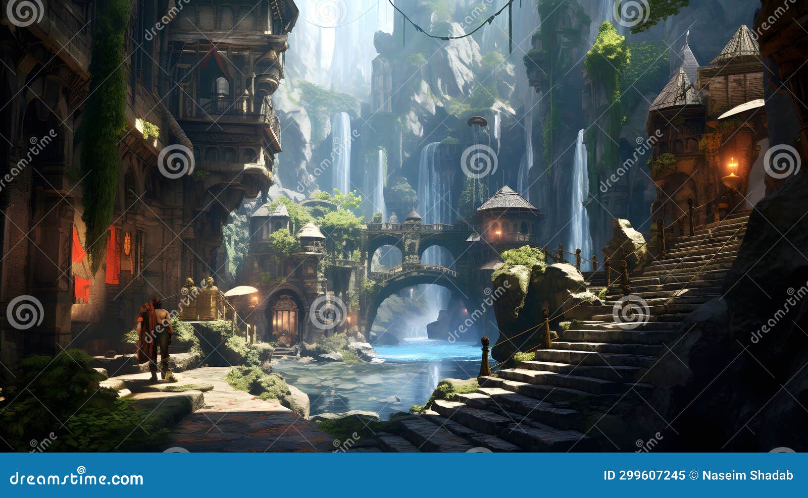 Fantasy onward environment stock illustration. Illustration of tree ...