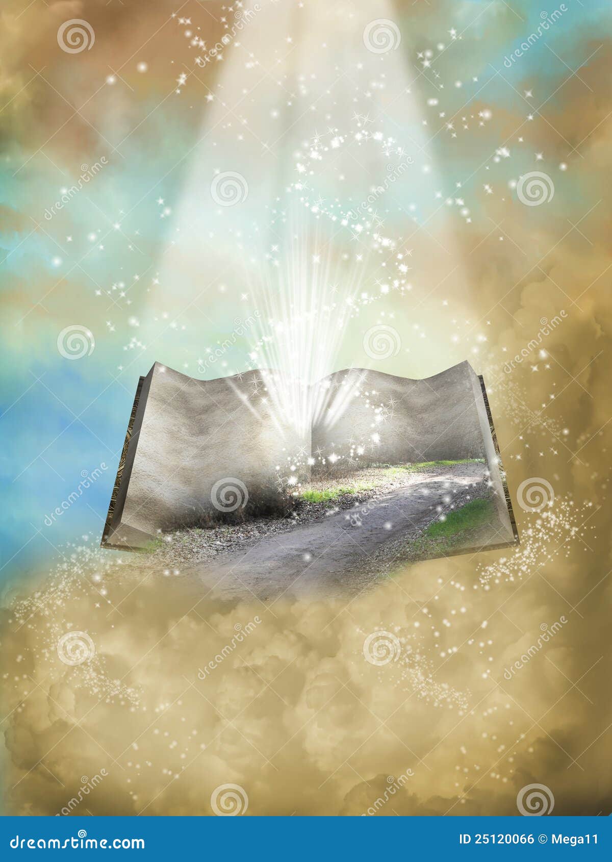 Fantasy open book stock illustration. Illustration of gift - 25120066