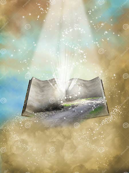 Fantasy open book stock illustration. Illustration of gift - 25120066