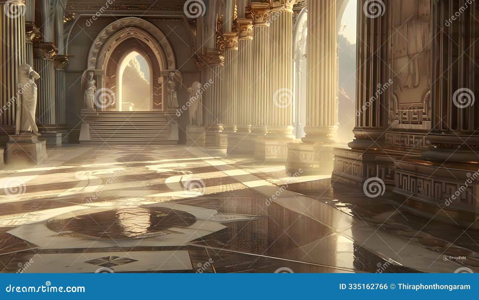 Fantasy Palace Hall in Medieval Stock Illustration - Illustration of ...