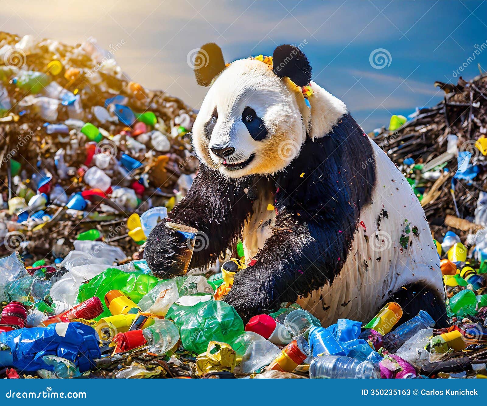 Fantasy Panda Made of Plastic and Other Waste in a Garbage Dump ...