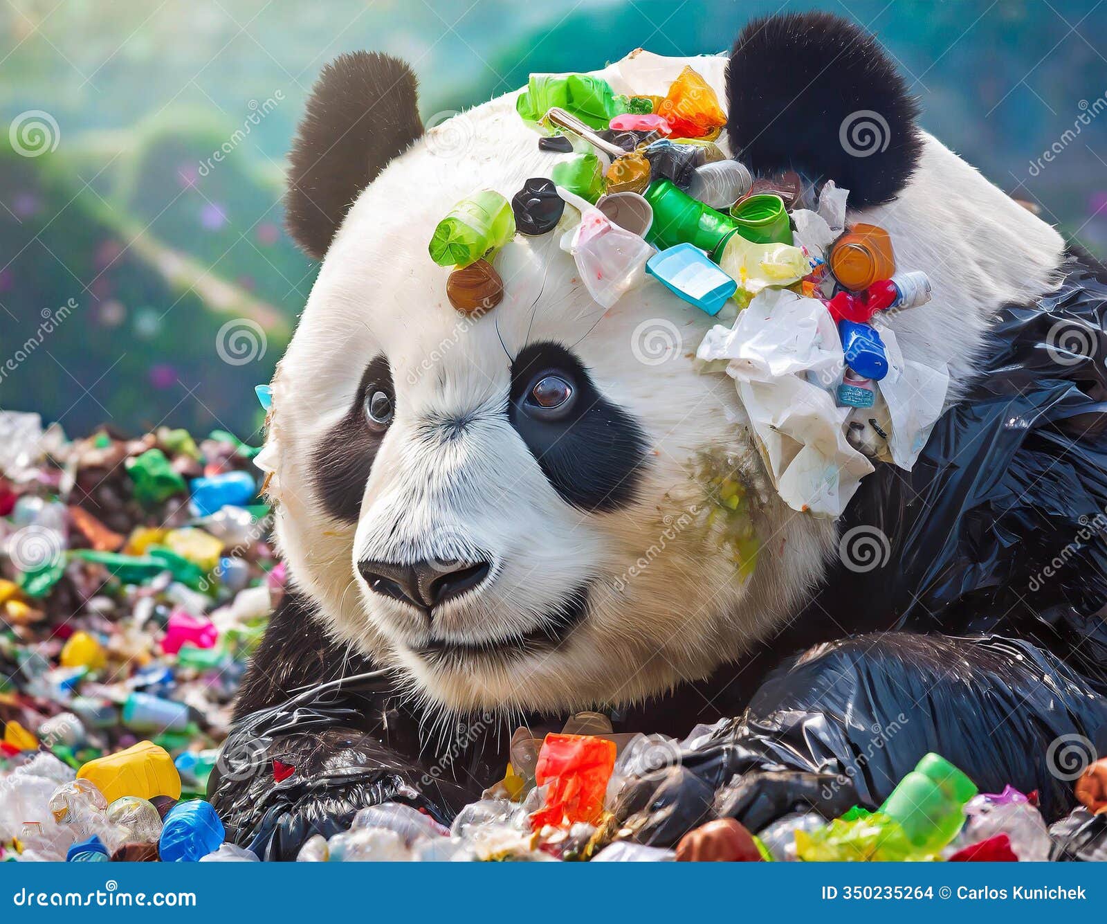 Fantasy Panda Made of Plastic and Other Waste in a Garbage Dump ...