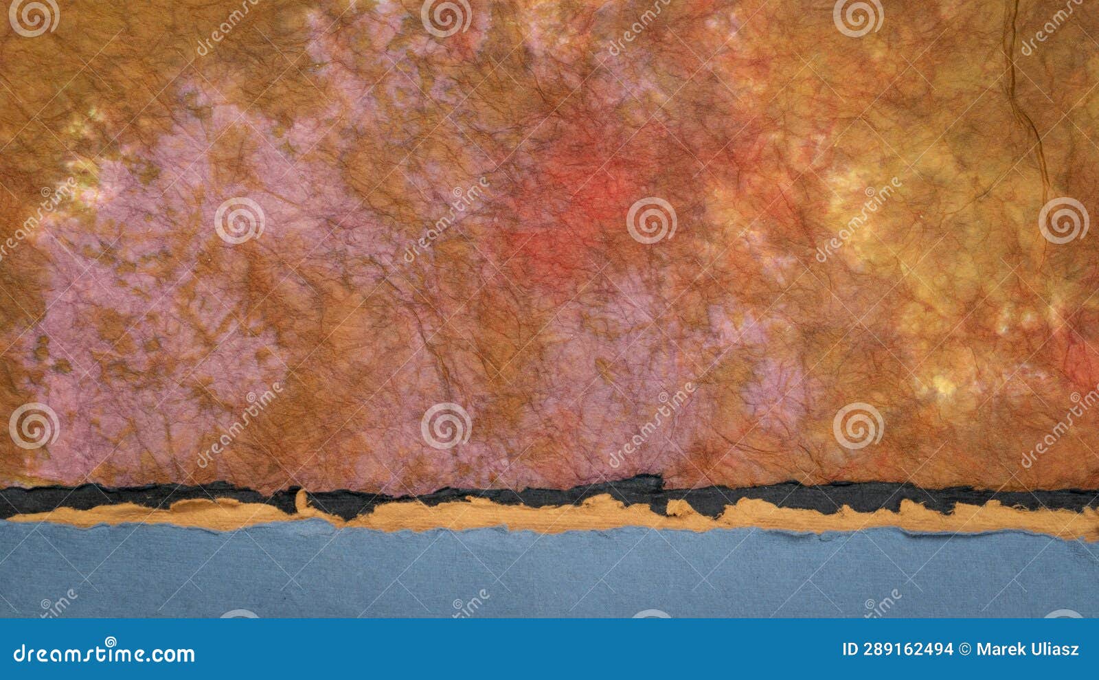 Fantasy Paper Landscape Created with Marbled Lokta Paper and Sheets of ...