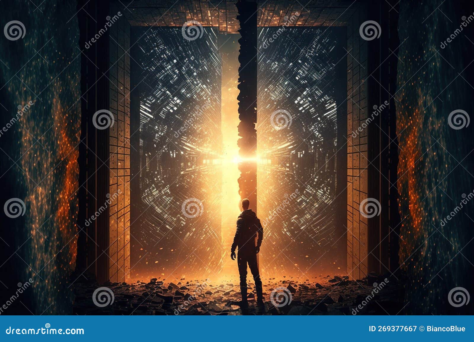 Fantasy Passage of Disintegrating into Binary of Dark Abstract ...