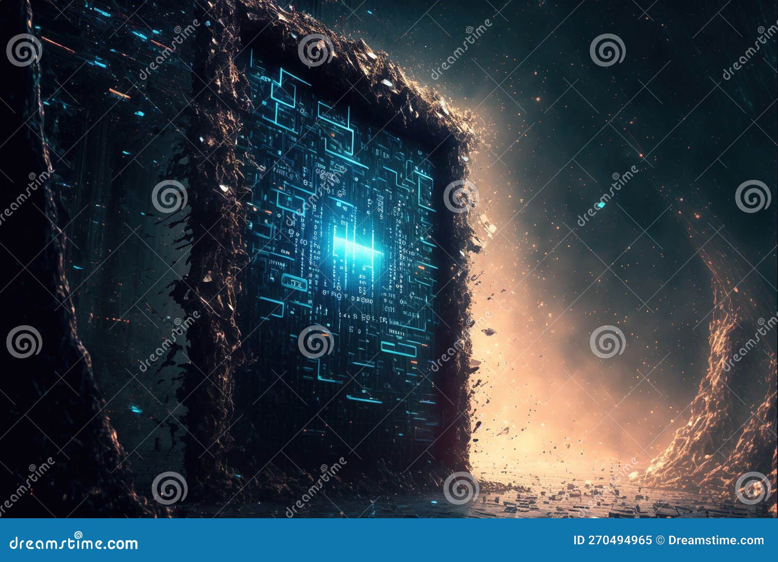 Fantasy Passage of Disintegrating into Binary of Dark Abstract ...