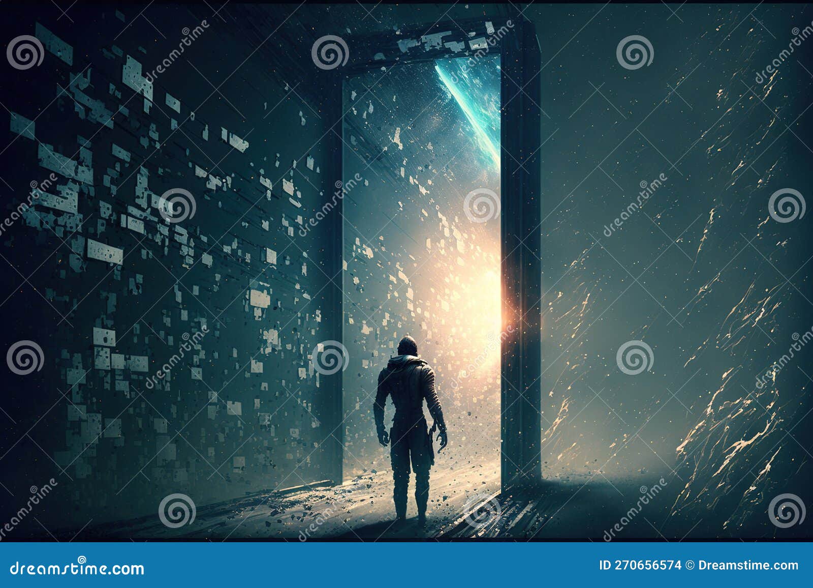 Fantasy Passage of Disintegrating into Binary of Dark Abstract ...