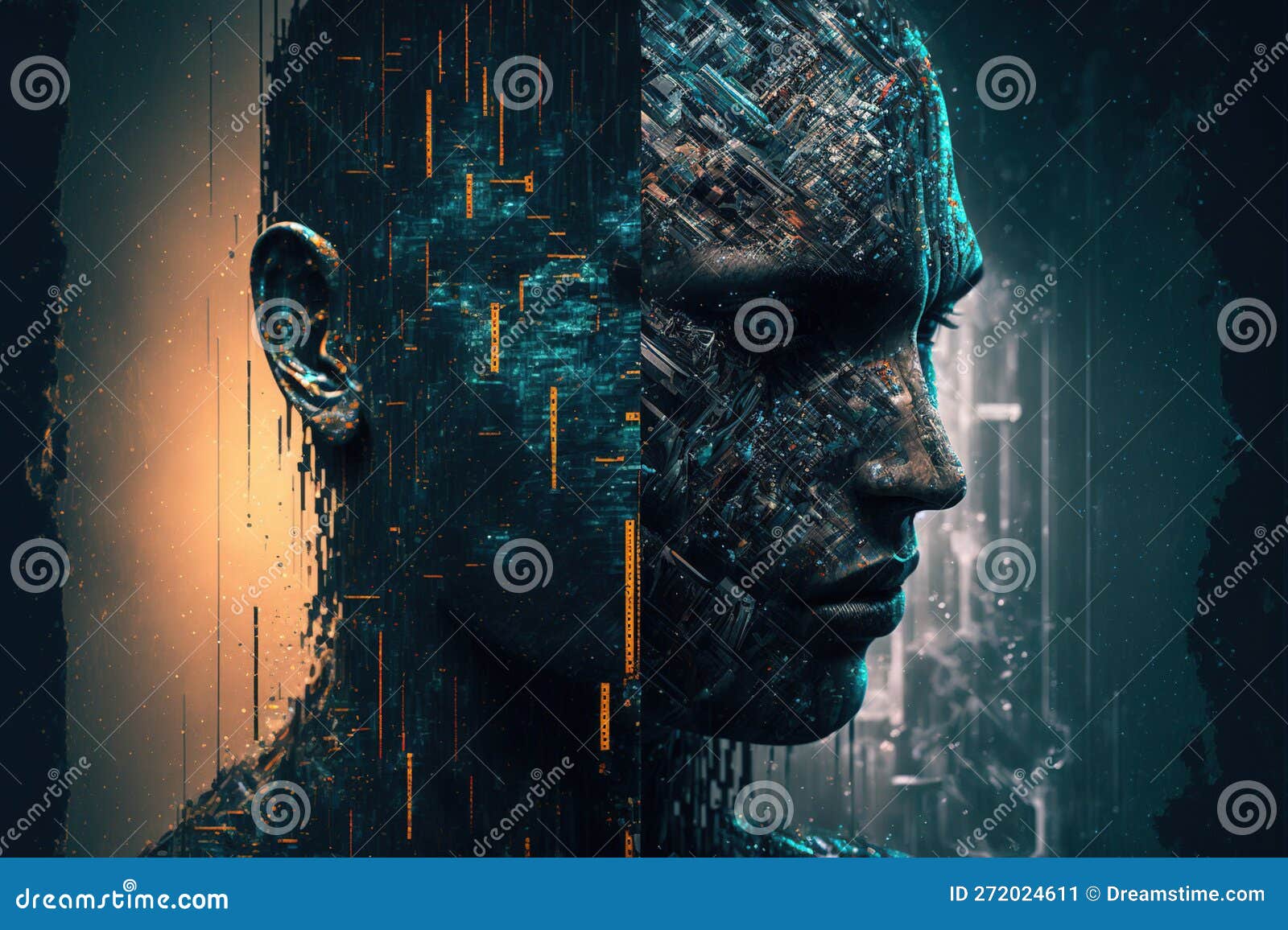 Fantasy Passage of Disintegrating into Binary of Dark Abstract ...