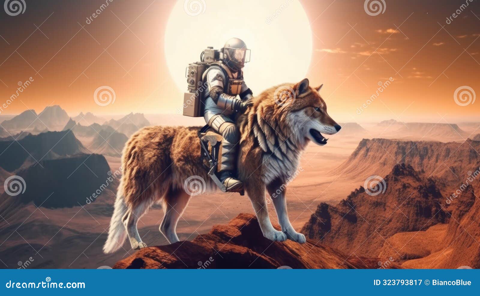 Friendly Wolf Controlled by Astronaut with Space Technology Exploring ...