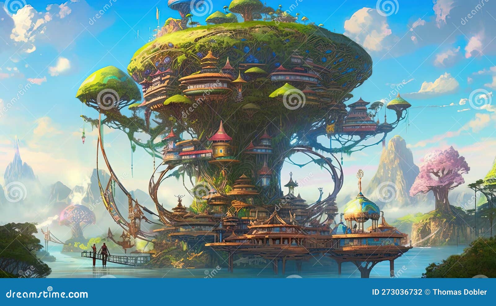 Fantasy Planet Landscape Illustration Stock Illustration - Illustration ...