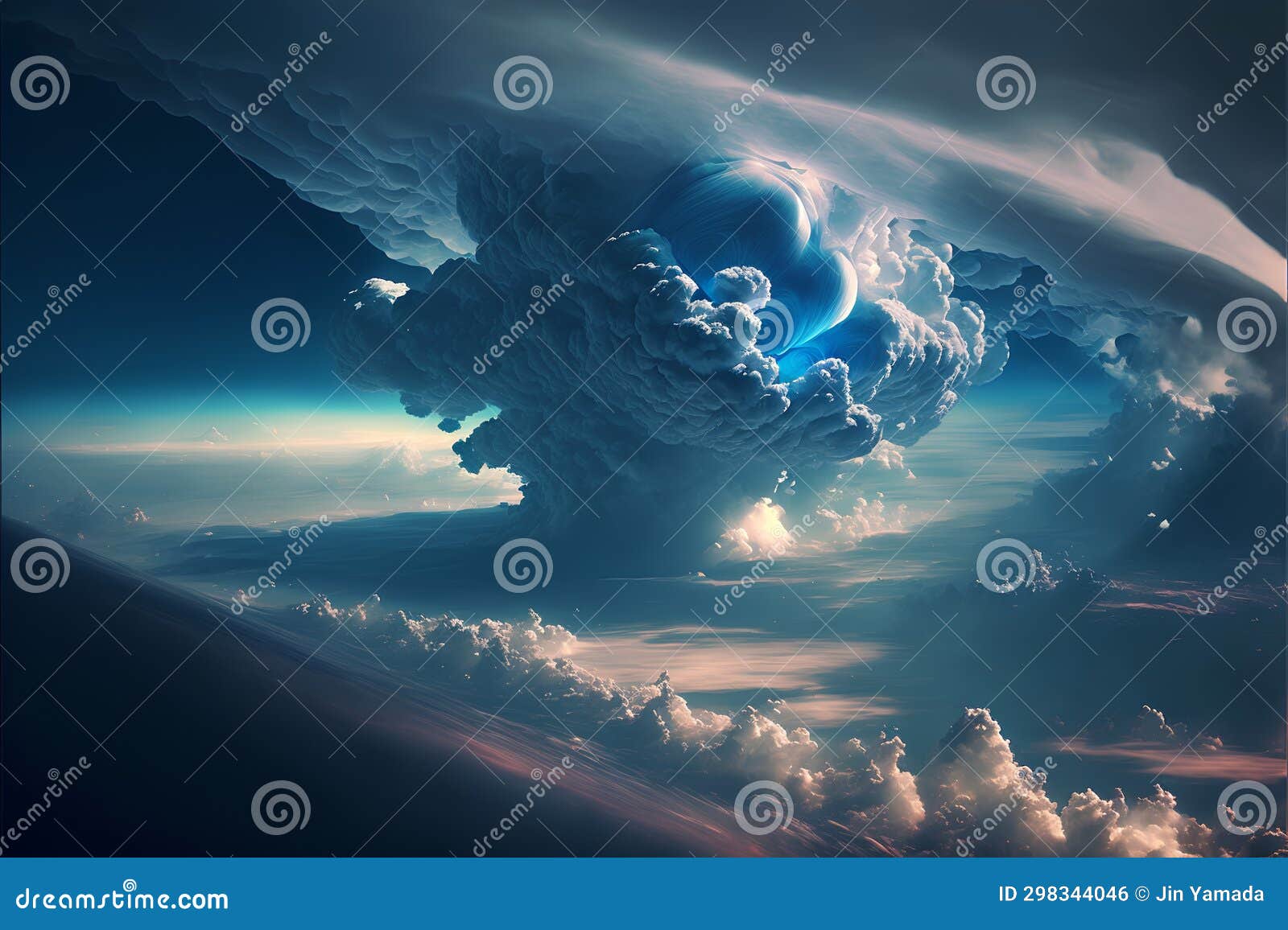 Fantasy Planet with Nebula and Storm Clouds. 3d Illustration Stock ...