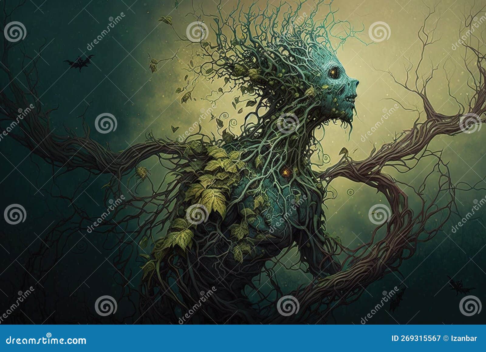 Fantasy Plant Like Creature with a Complex Network of Vines and ...