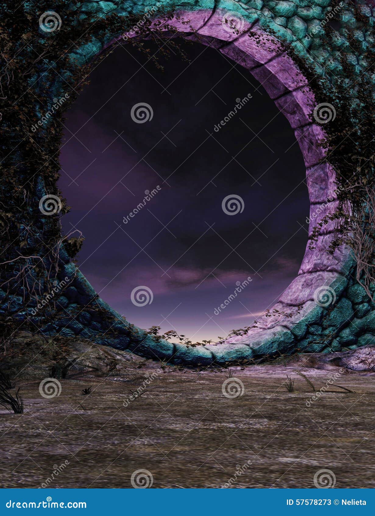 Fantasy portal stock illustration. Illustration of render - 57578273