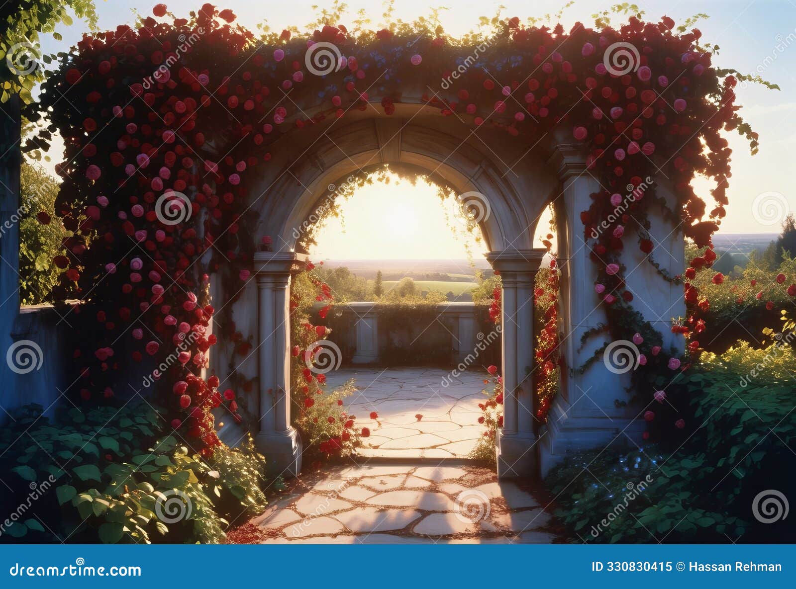 Fantasy Portal with Roses. Fantasy Portal with Rose Vines at Night ...