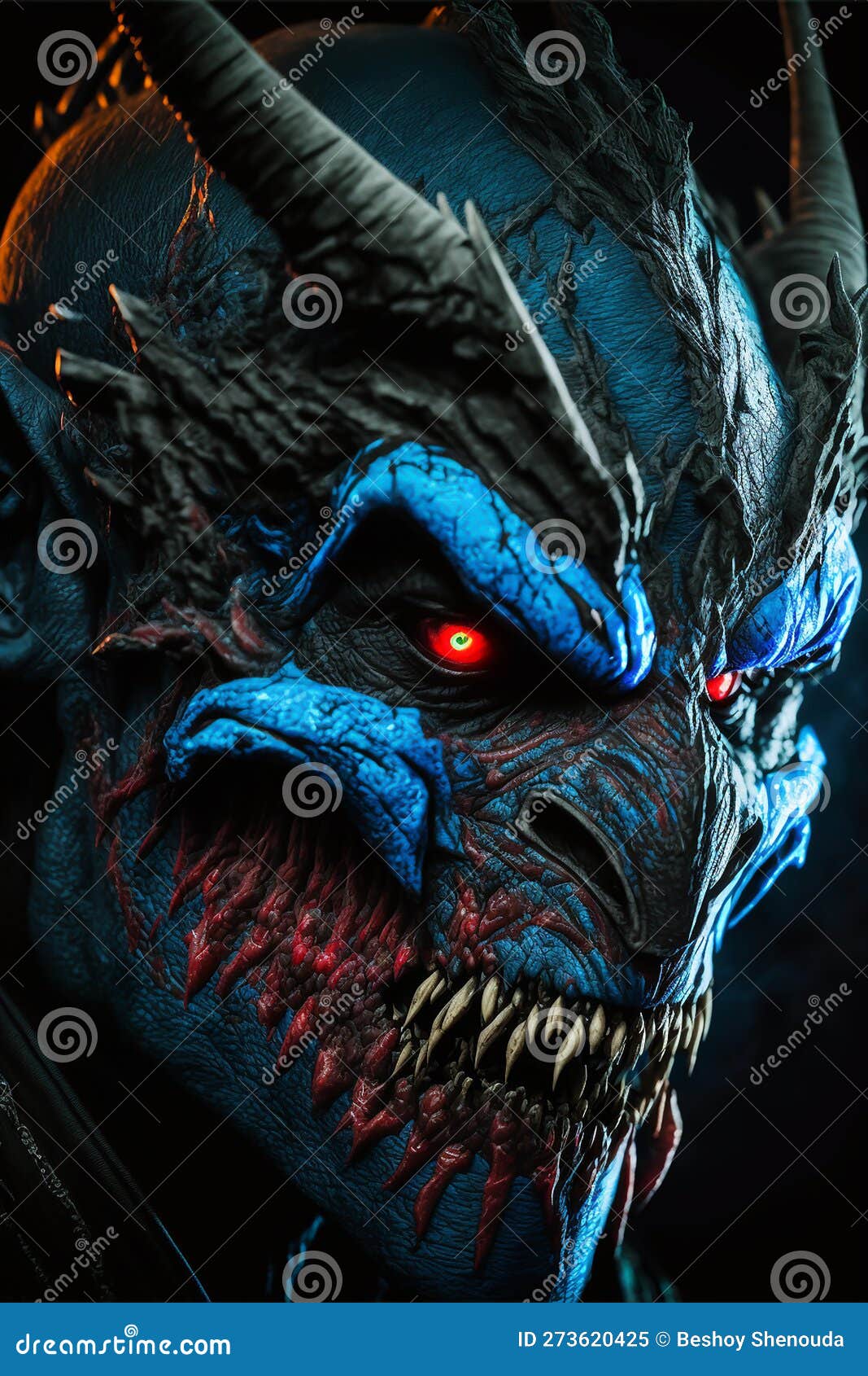 Demon King of the Darkness Face Stock Illustration - Illustration of ...