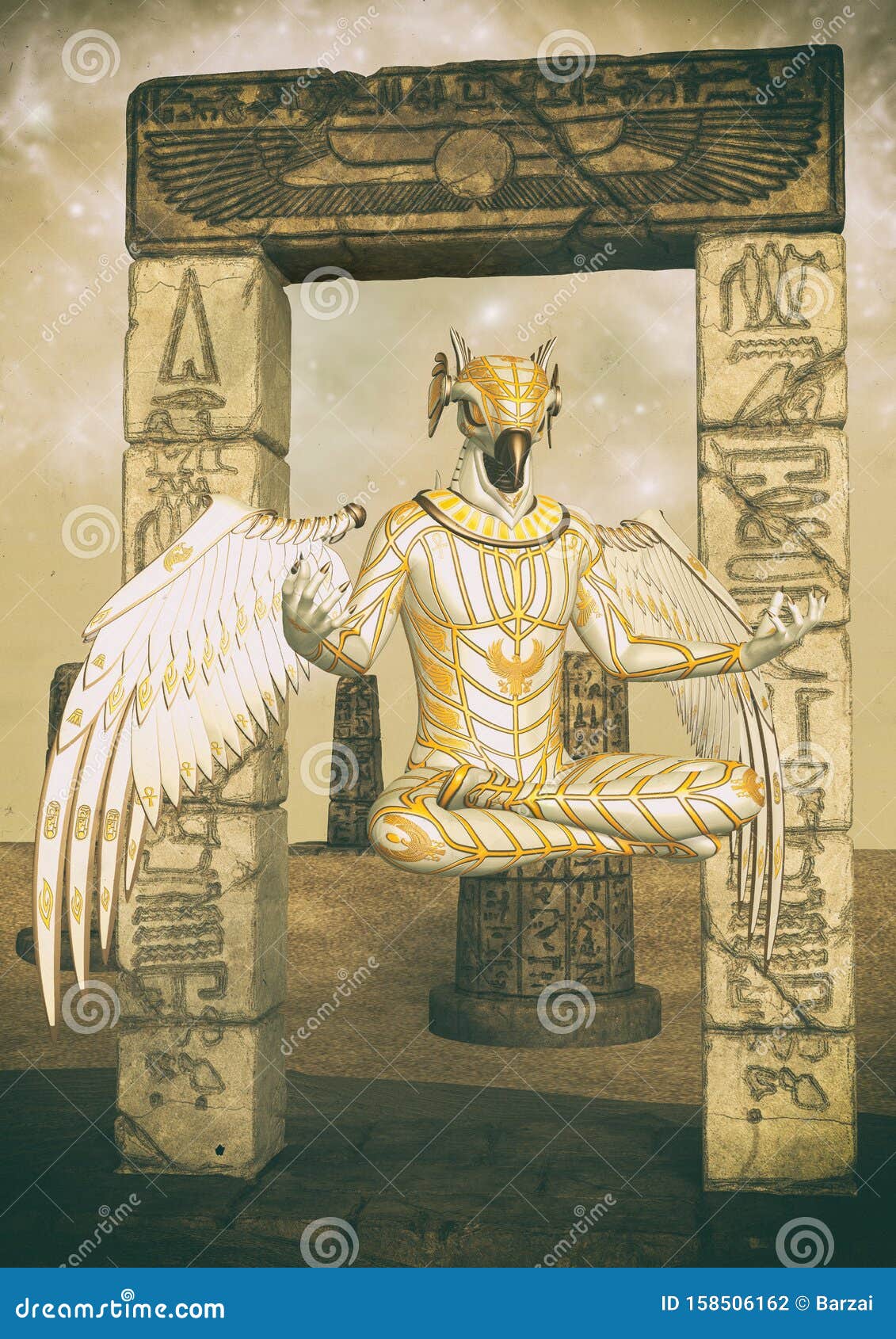 A Fantasy Portrait of an Egyptian God. Stock Illustration ...