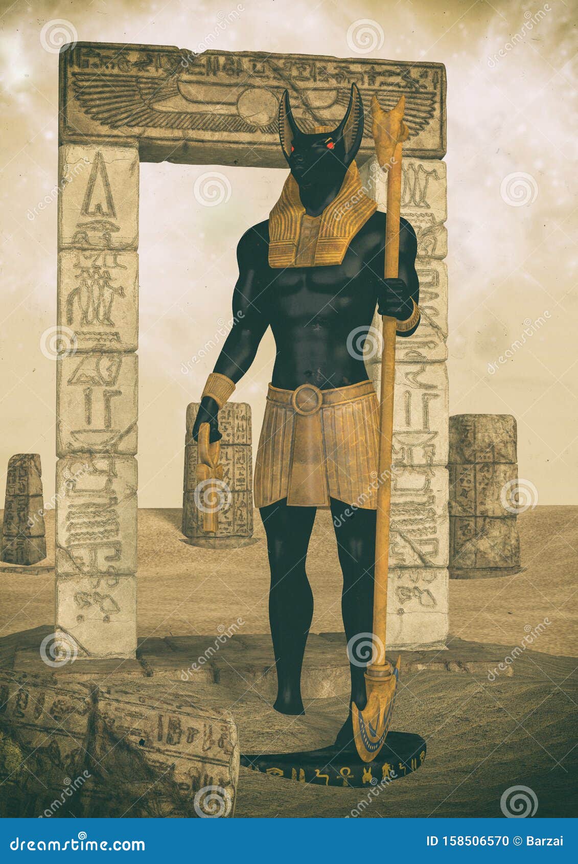 A Fantasy Portrait of an Egyptian God. Stock Illustration ...