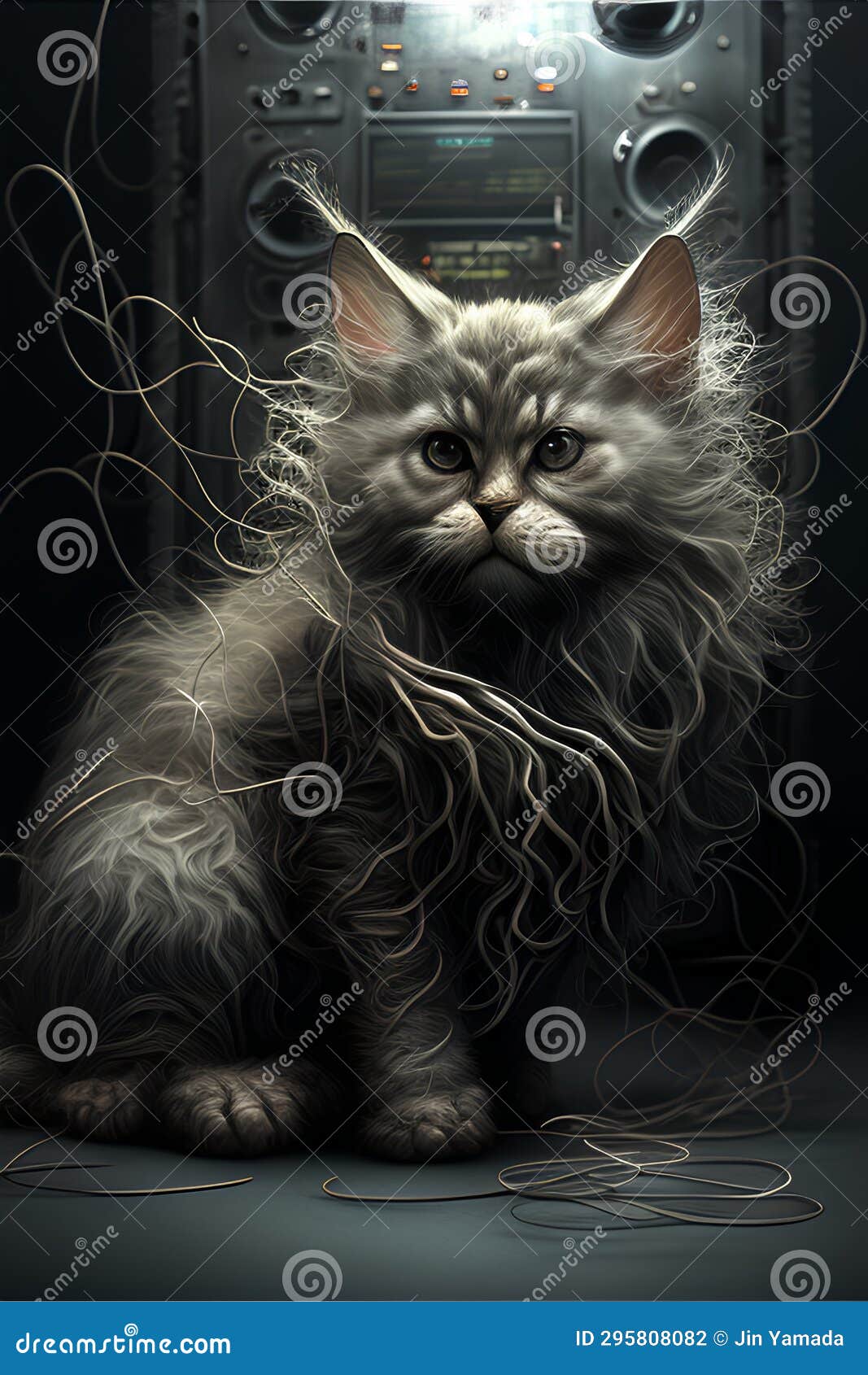 Fantasy Portrait of a Long-haired Cat with Tangled Hair. Stock ...