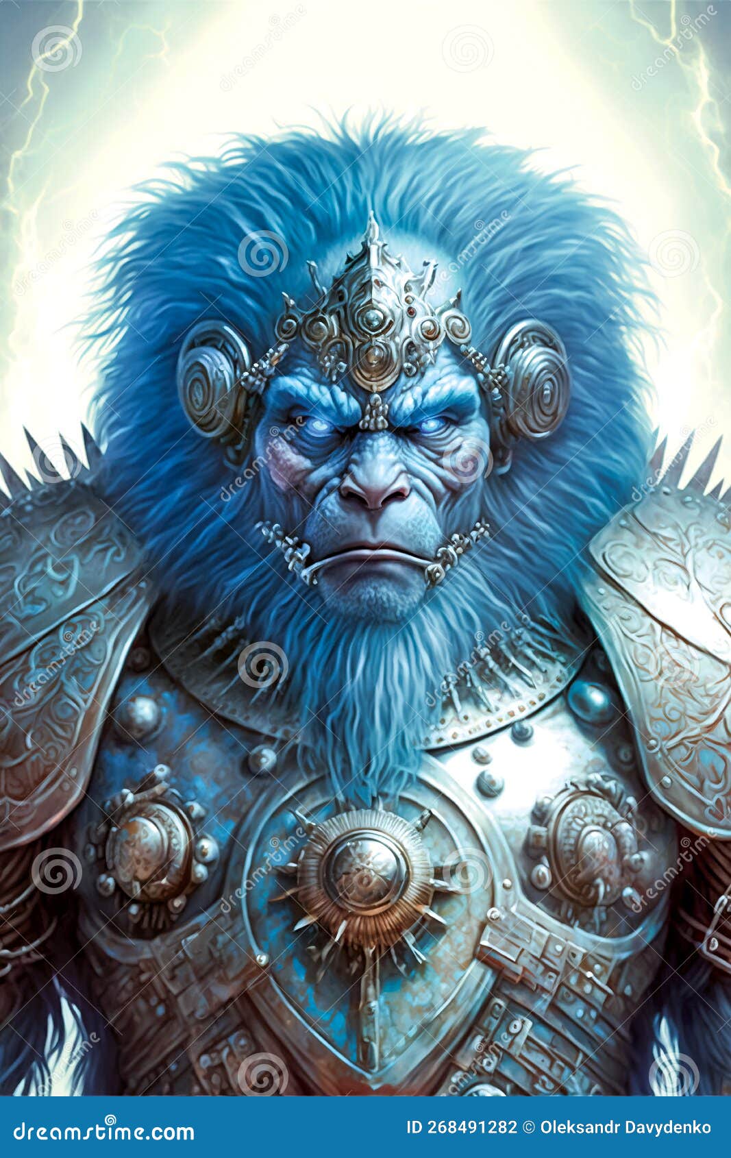 Fantasy Portrait of a Warrior Ape in Armor, Dark Fantasy Elf, Character ...