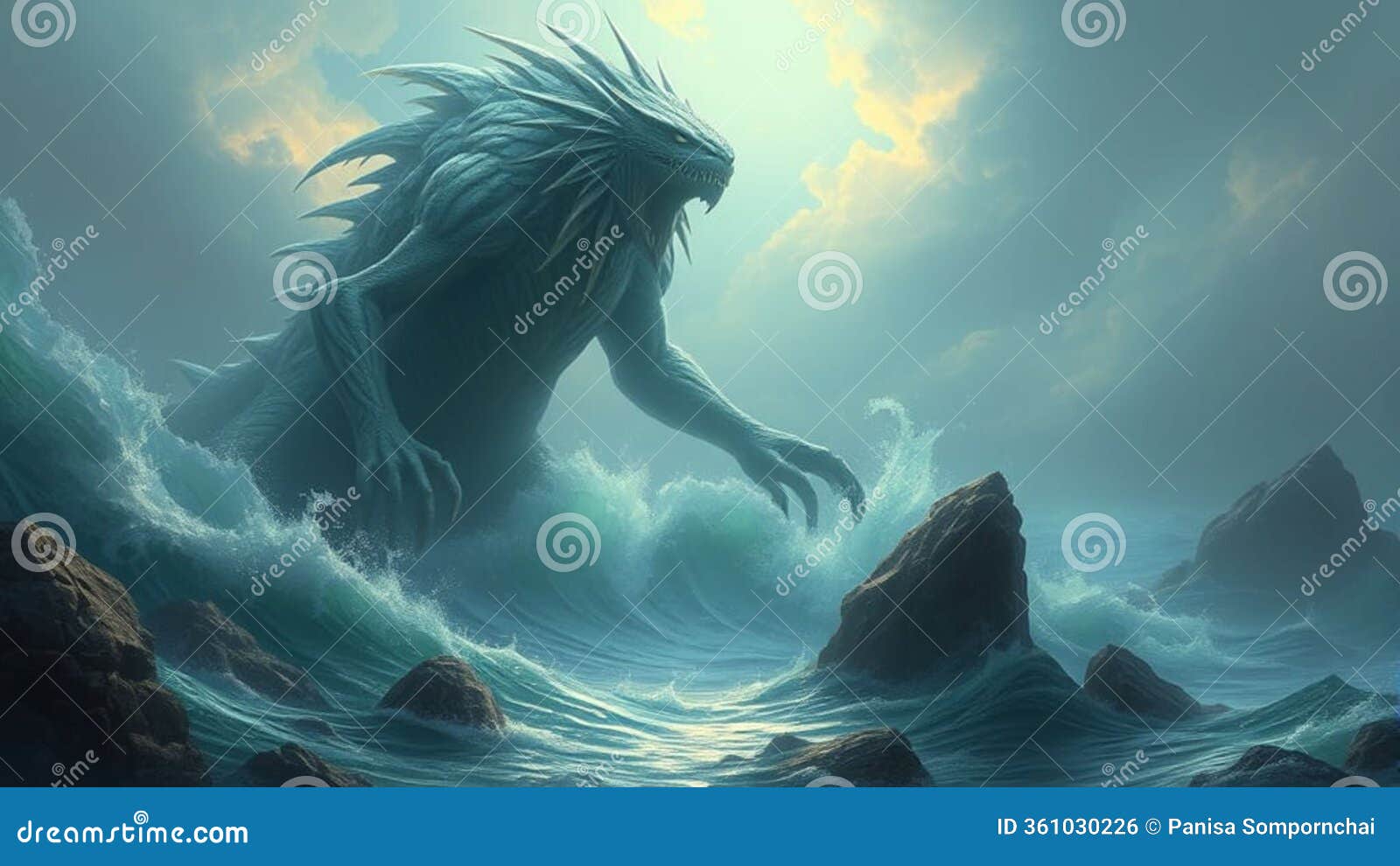 Fantasy Powerful Monster in the Ocean Stock Photo - Image of darkness ...
