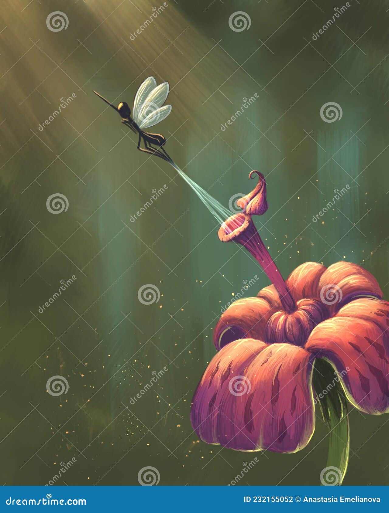 Fantasy Predator Flower and the Insect Stock Illustration ...