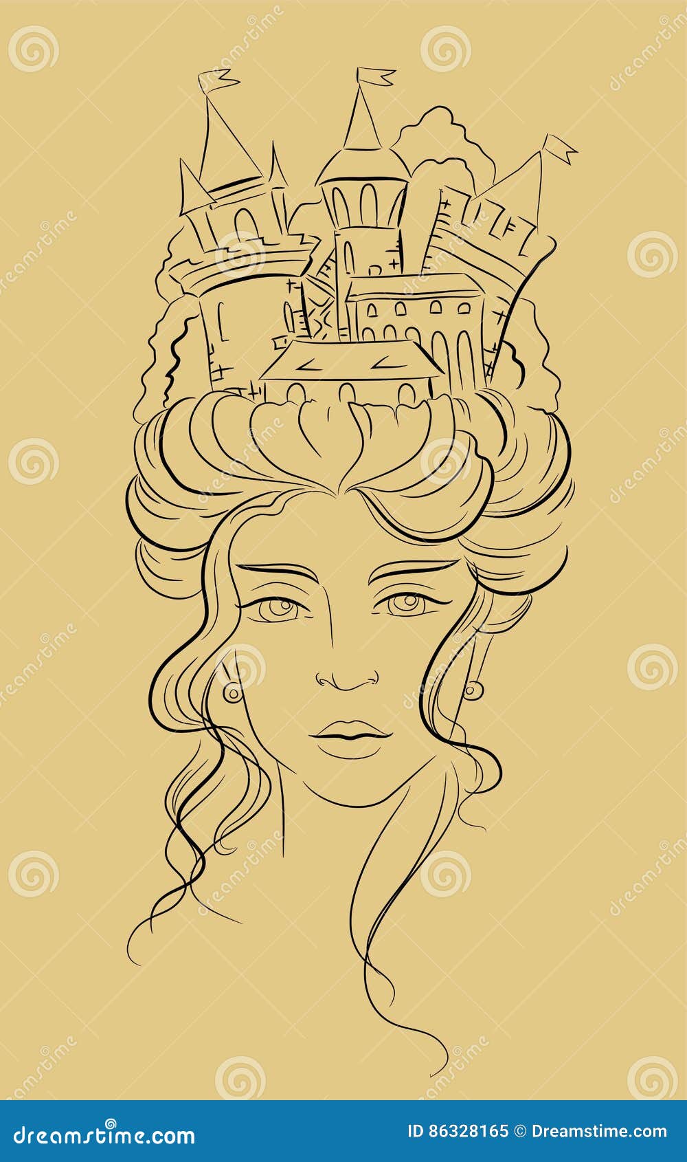 Fantasy Princess - Hand Drawn Illustration Stock Illustration ...