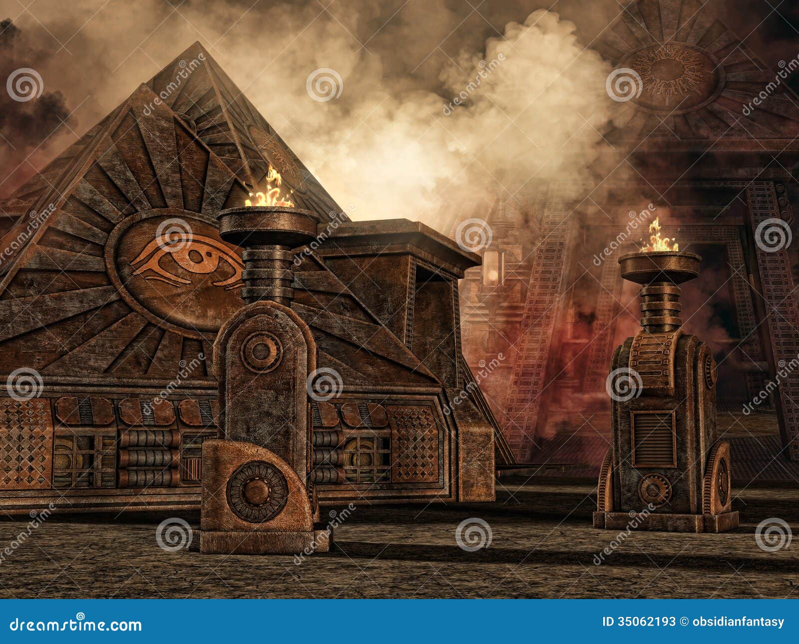 Fantasy pyramids stock illustration. Illustration of pyramid - 35062193