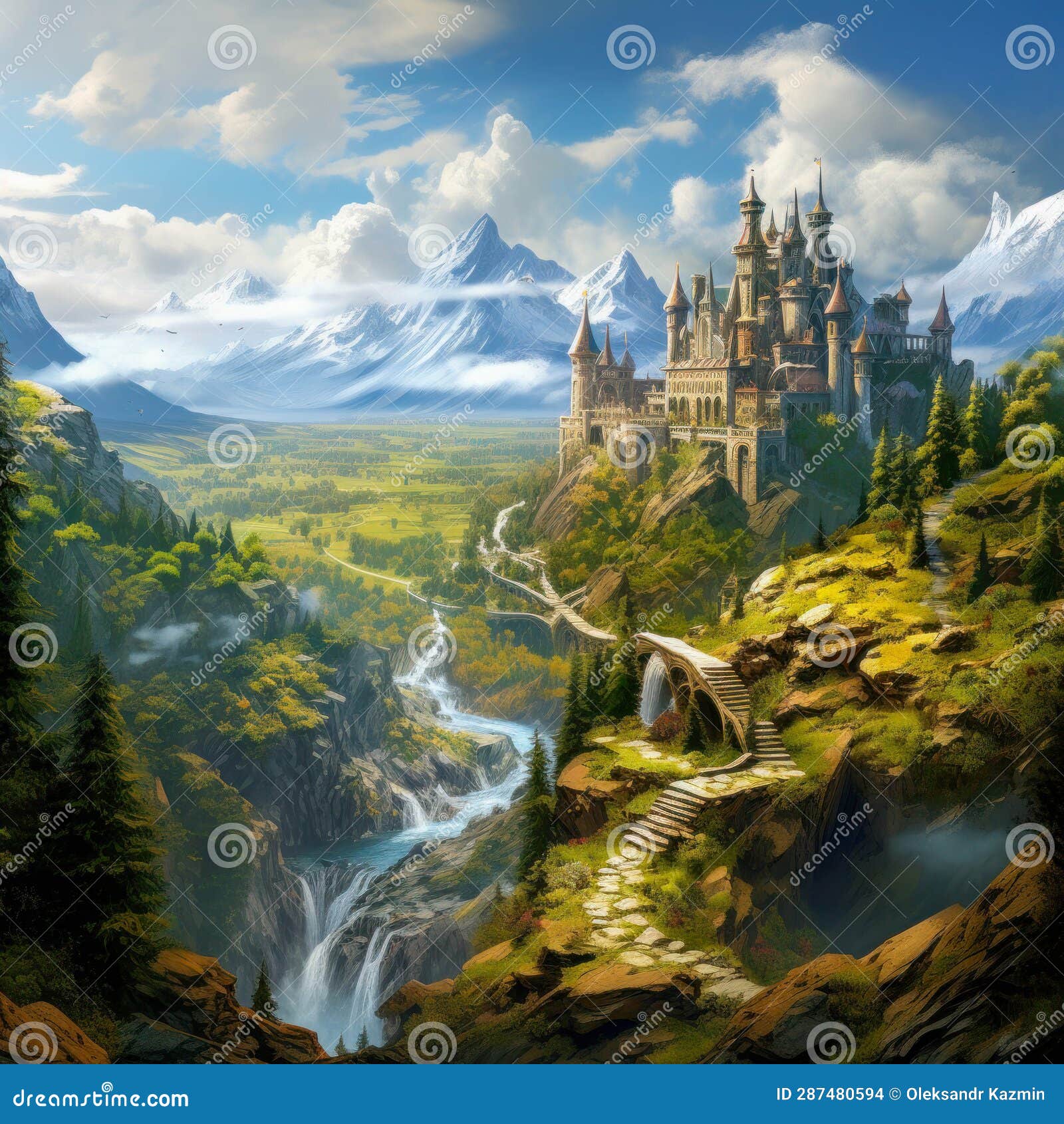 A Fantasy Quest with Adventure, Mountains, Castles, and Paths Wallpaper ...