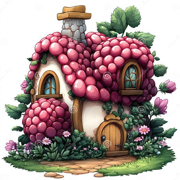 Fantasy Raspberry House Illustration Stock Illustration - Illustration ...