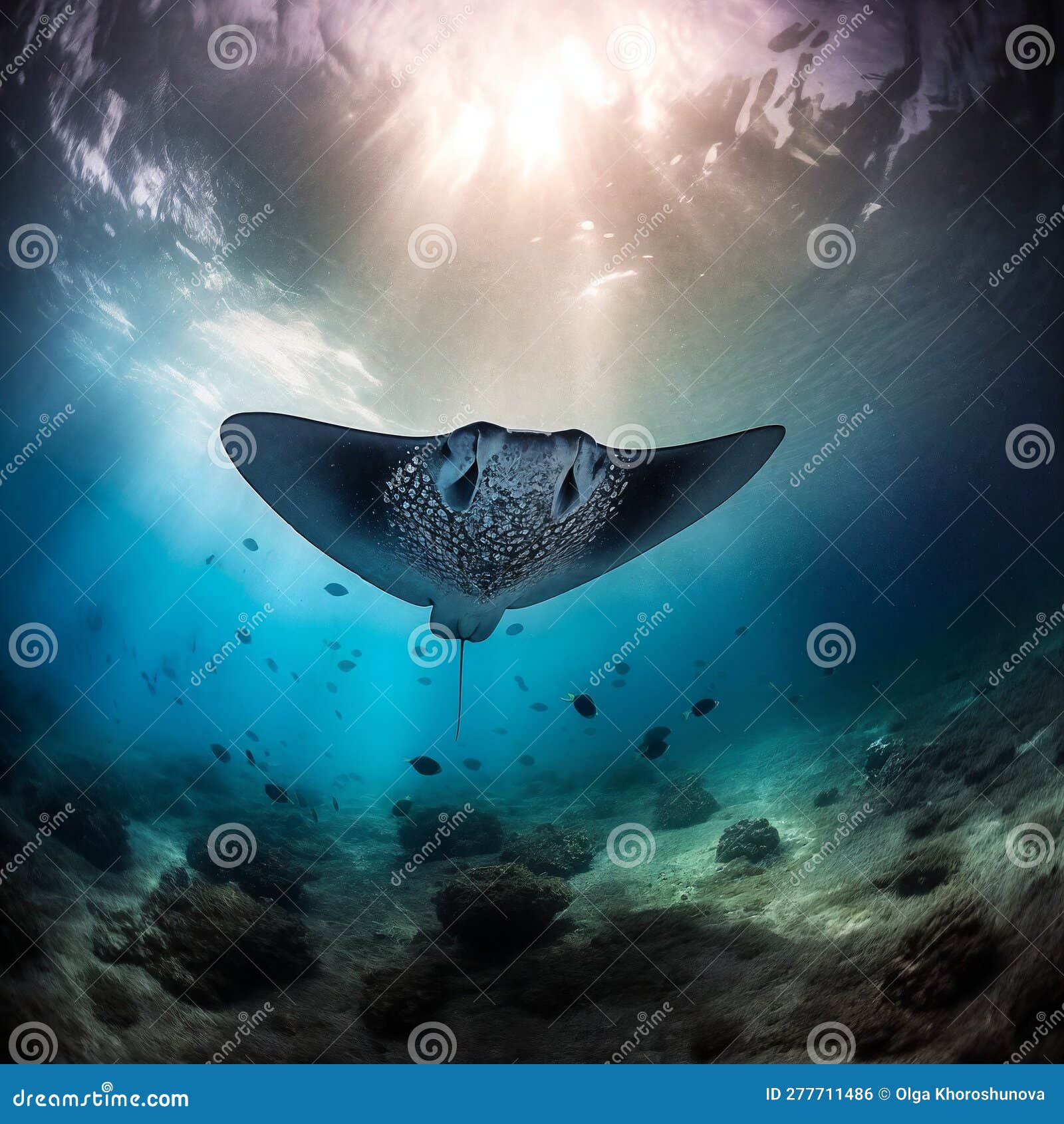 Fantasy Ray Underwater. Generative AI Stock Illustration - Illustration ...